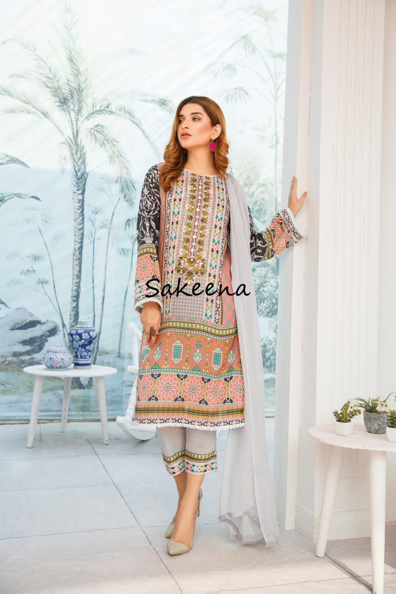 Ready to Wear Lawn Embroidered Eid Collection by Sakeena Hasan 01