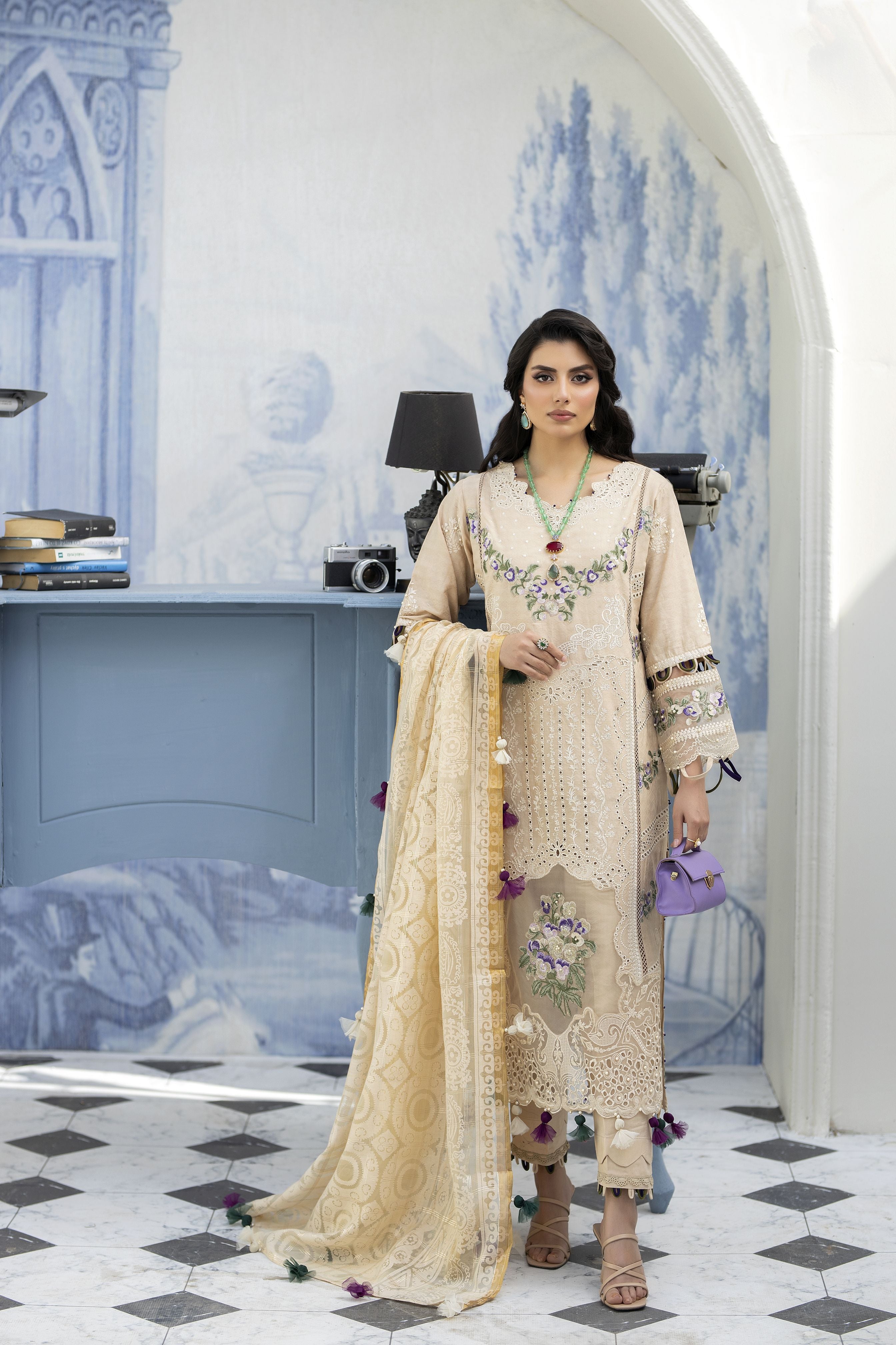 Saffron Jacquard Lawn Collection by Mona SME4