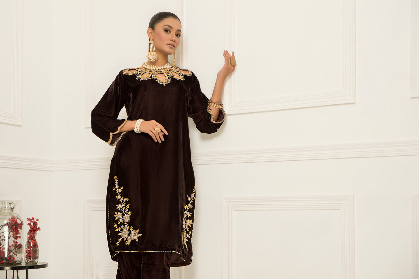 Velvet Embroidered Ready to Wear 2 Pcs Dress by Aabpara 07