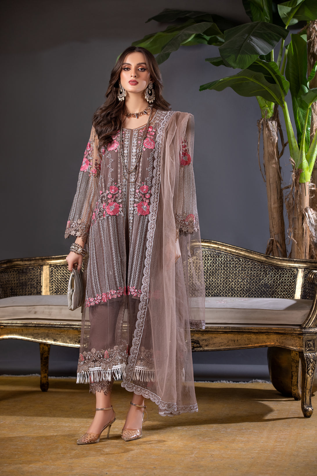 Aleezay Net Formal Embroidered Dress 03