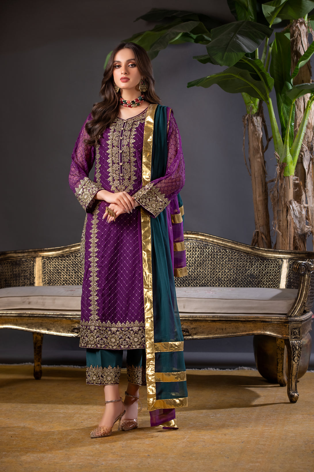 Aleezay Chiffon Formal Embroidered Dress 06