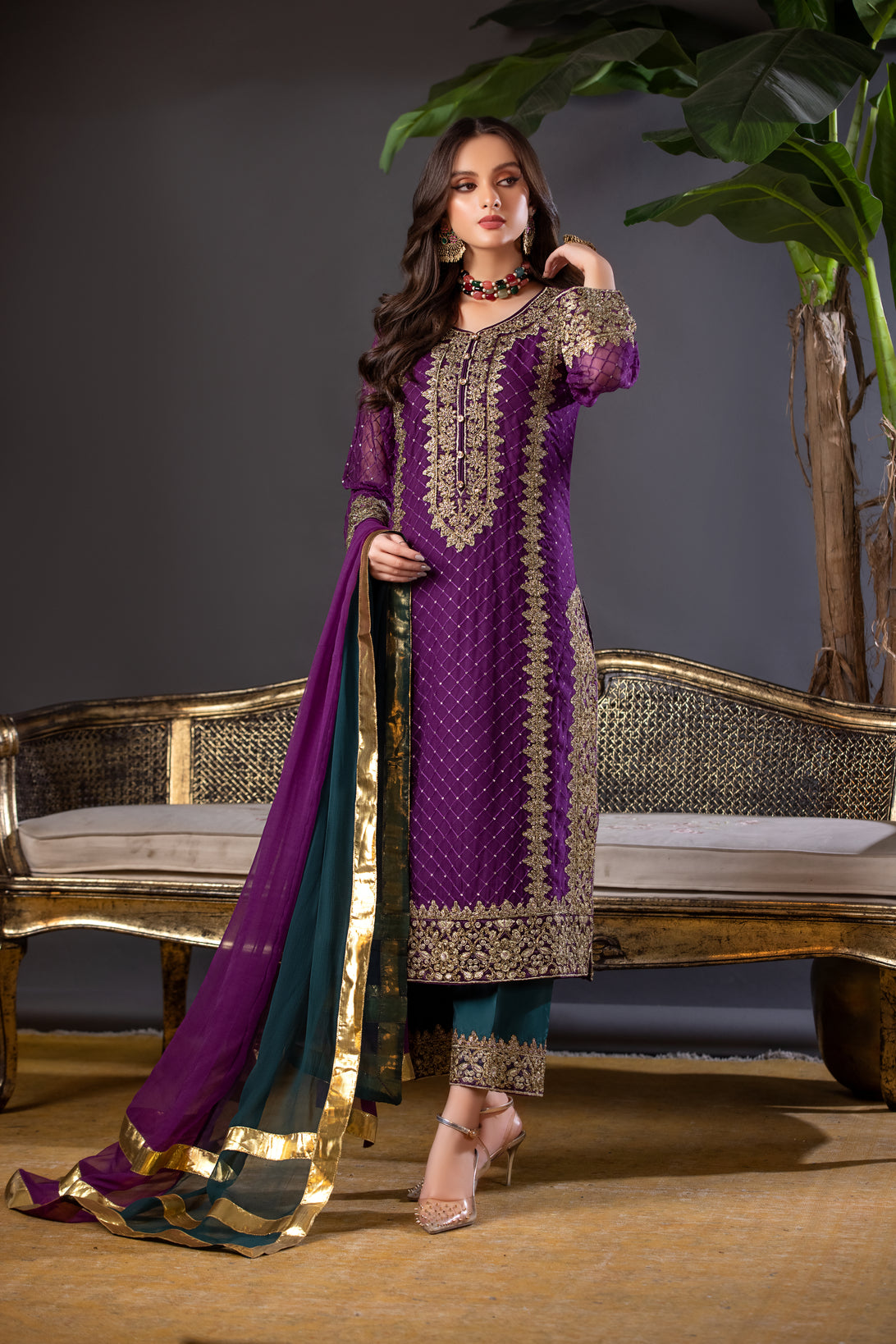 Aleezay Chiffon Formal Embroidered Dress 06
