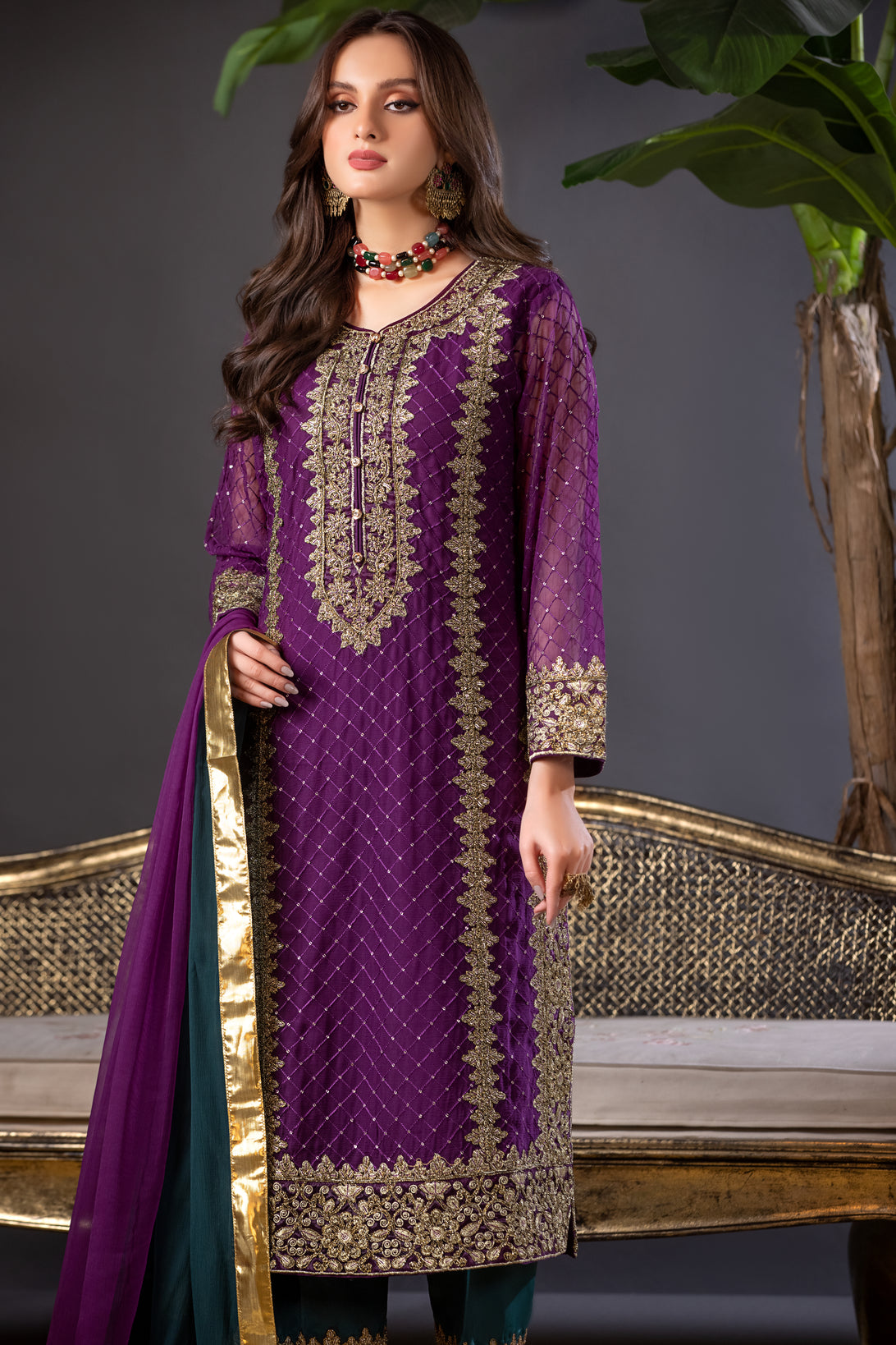 Aleezay Chiffon Formal Embroidered Dress 06