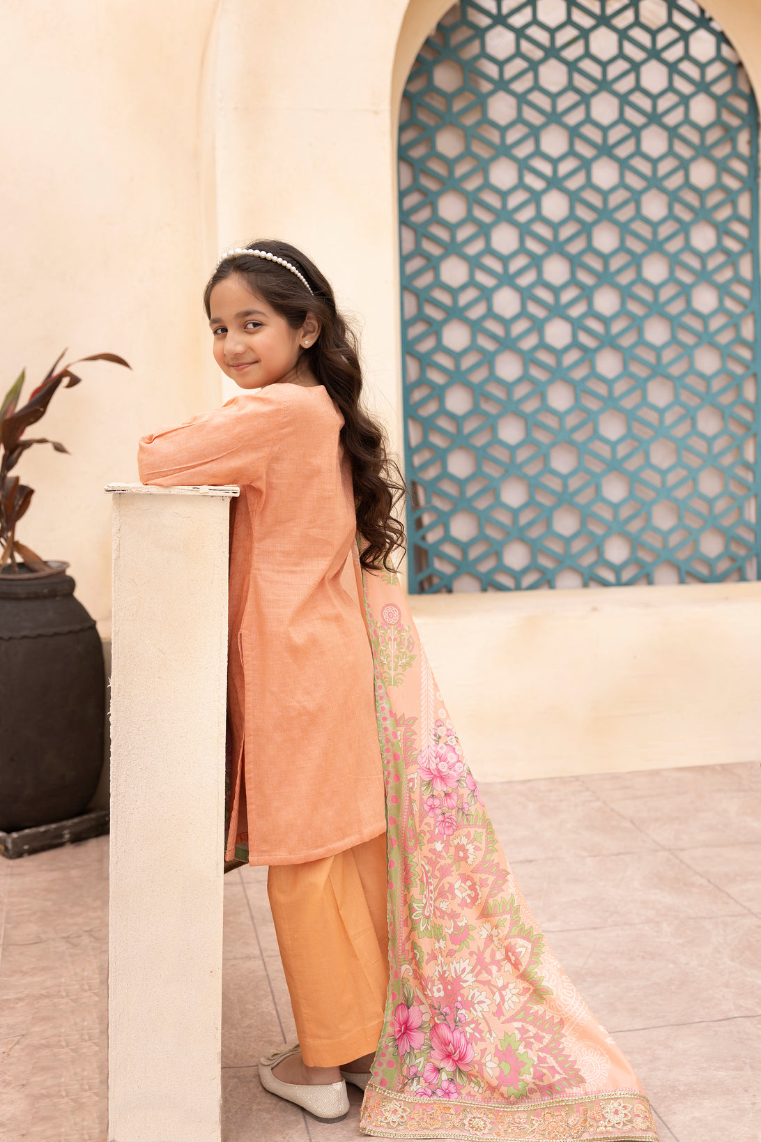 Mona Self Jacquard Mother Daughter Dress K05