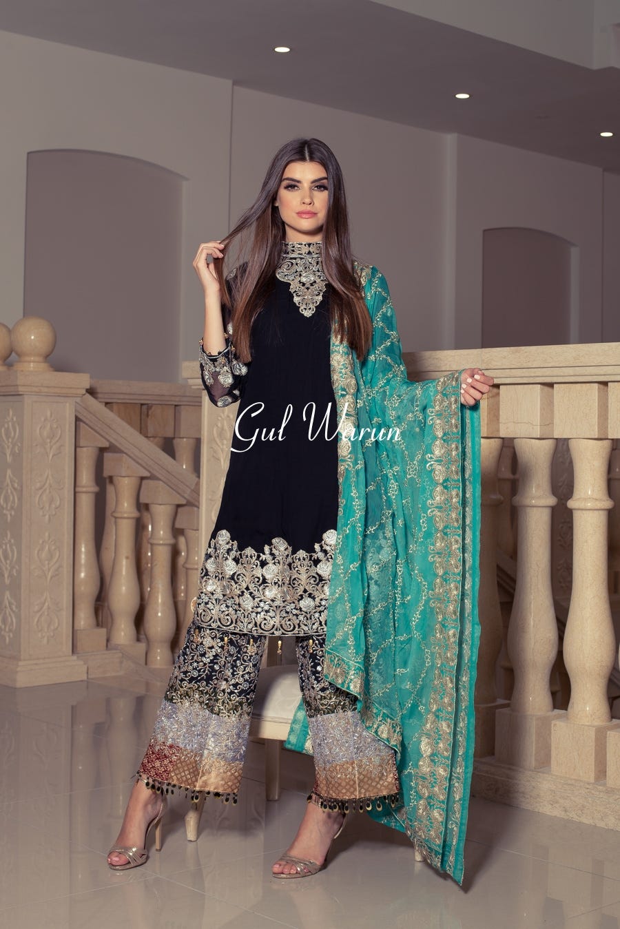 Black Ralli work Luxury Formal Dress by Gulwarun